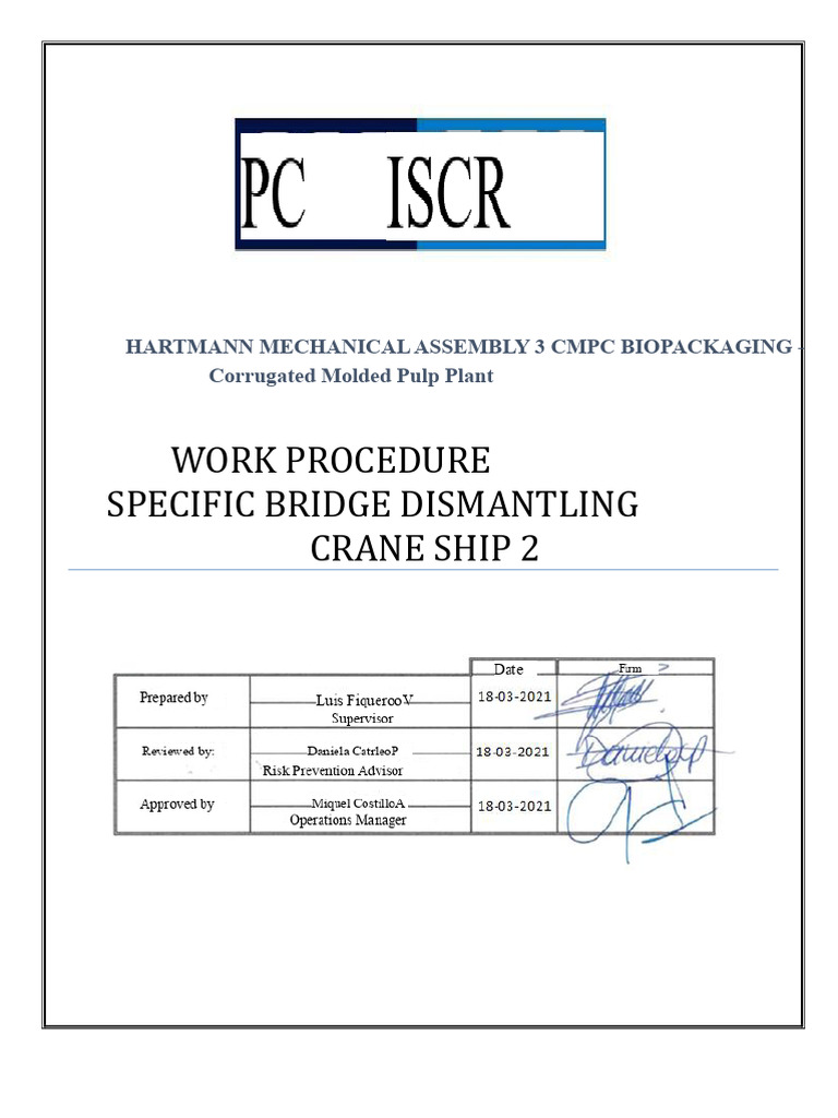 Crane Bridge Dismantling Procedure | PDF | Crane (Machine) | Personal ...