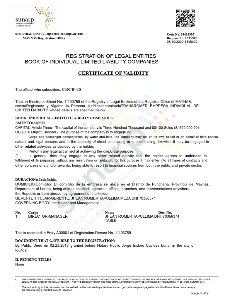 Transromer LLC Registration Certificate | PDF | Justice | Crime & Violence