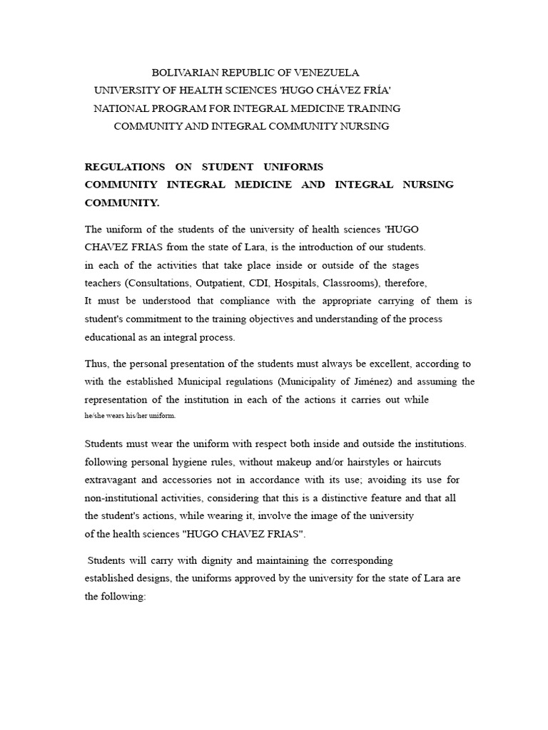 Regulations On The Uniform of The Students of Community Integral ...
