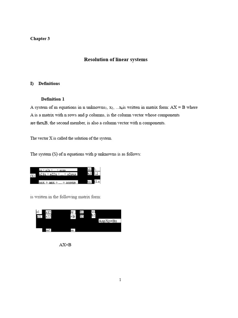 Chapter 3 Solving Linear Systems | PDF | System Of Linear Equations ...