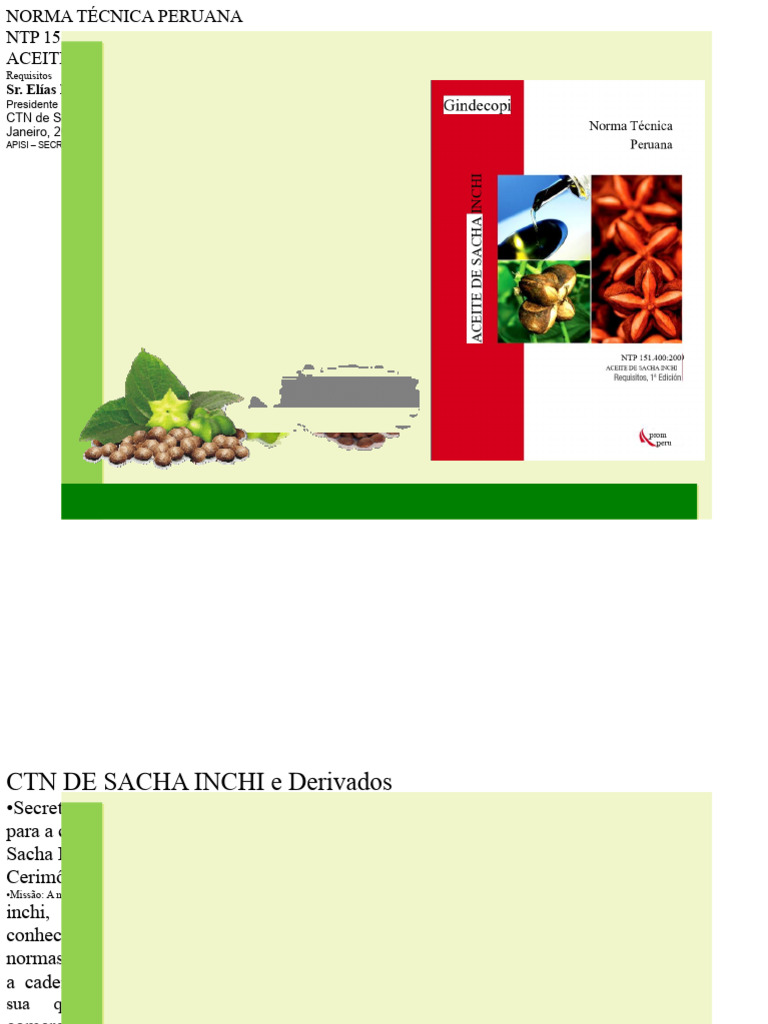 Apresentação Norma Técnica Óleo Sacha Inchi | PDF | Peru | Economias