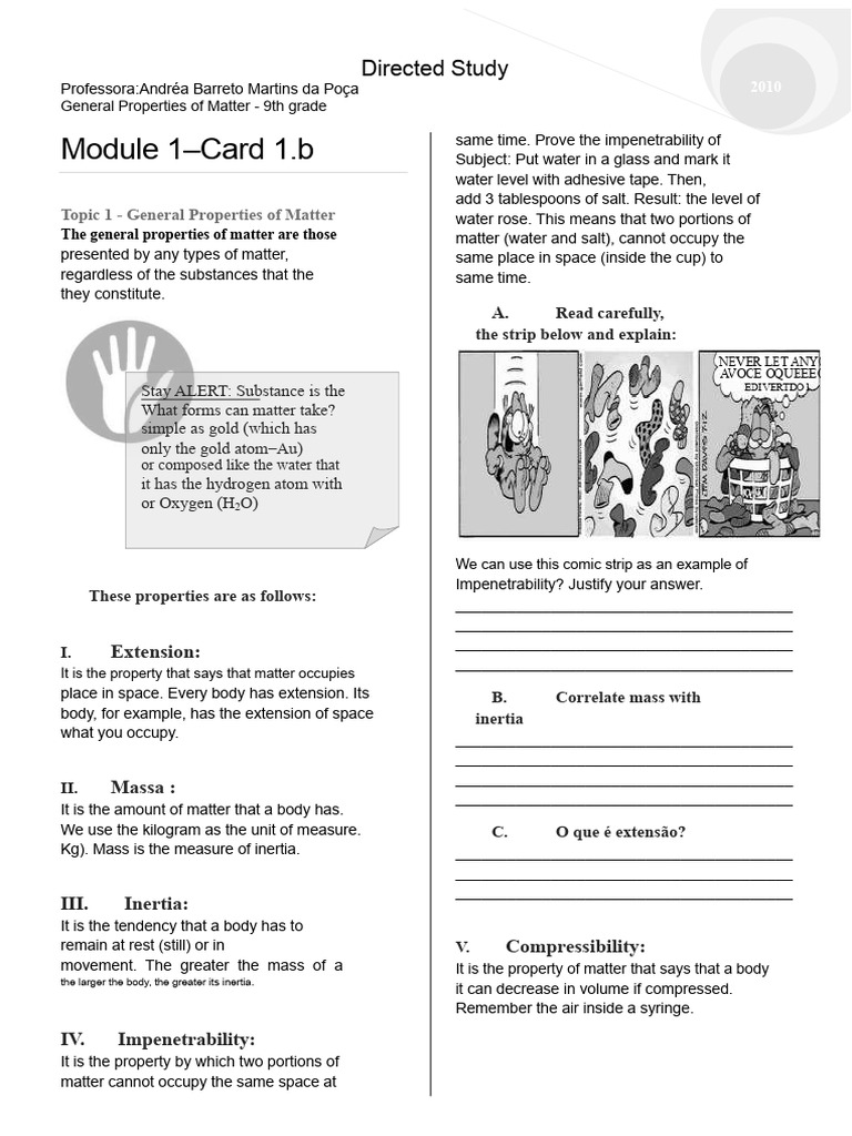 General Properties of Matter Study Guide | PDF | Matter | Water