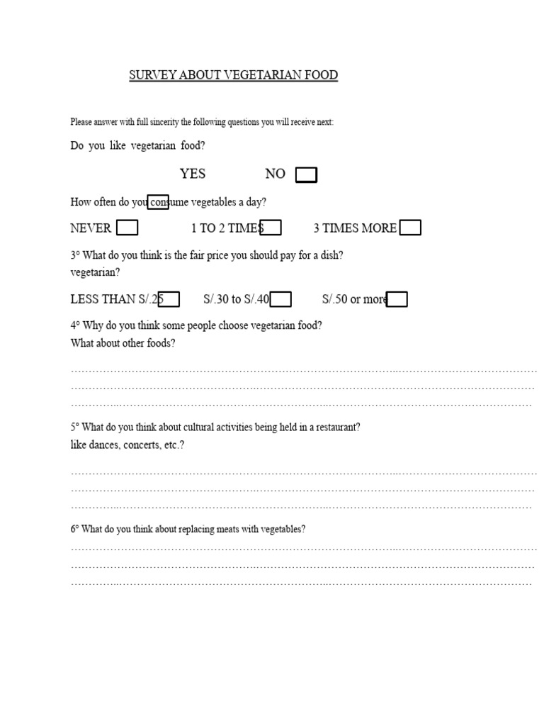 Survey About Vegetarian Food | PDF