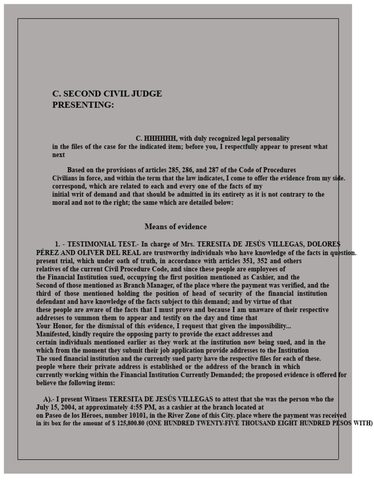 Written Offer of Evidence - Bank Embezzlement | PDF