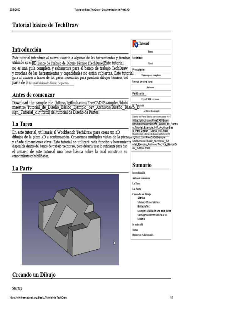 Tutorial básico de TechDraw FreeCAD | PDF