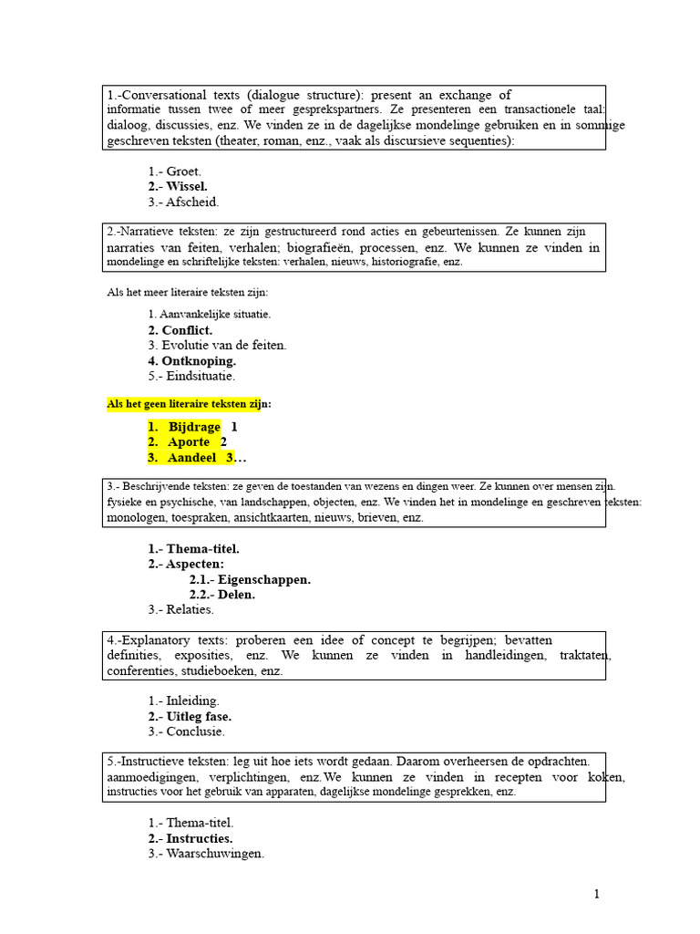 002 1 Schema van de soorten teksten | PDF