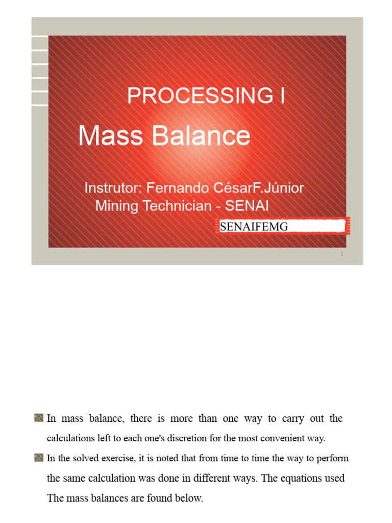 Mass Balance Calculations in Mining | PDF | Mill (Grinding) | Physical ...