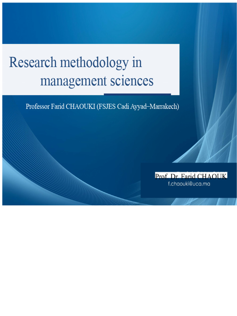Research methodology in management sciences | PDF | Sampling ...
