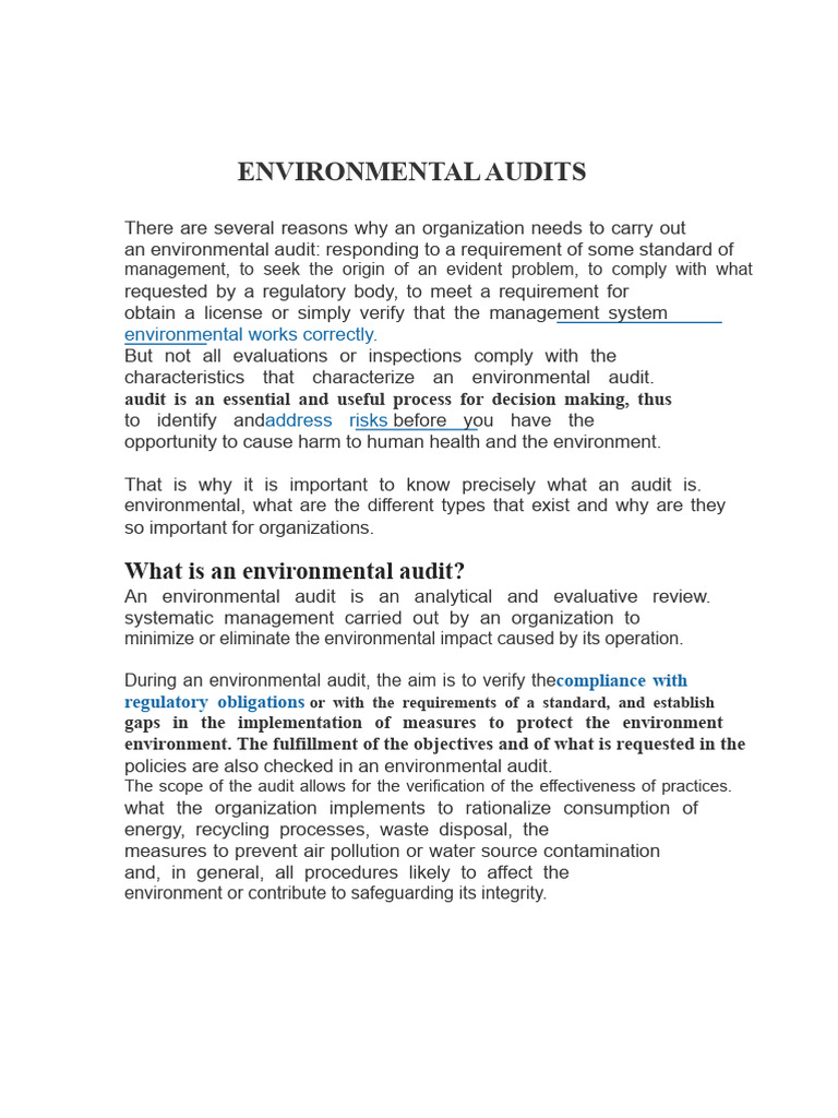Environmental audit | PDF | Audit | Regulatory Compliance