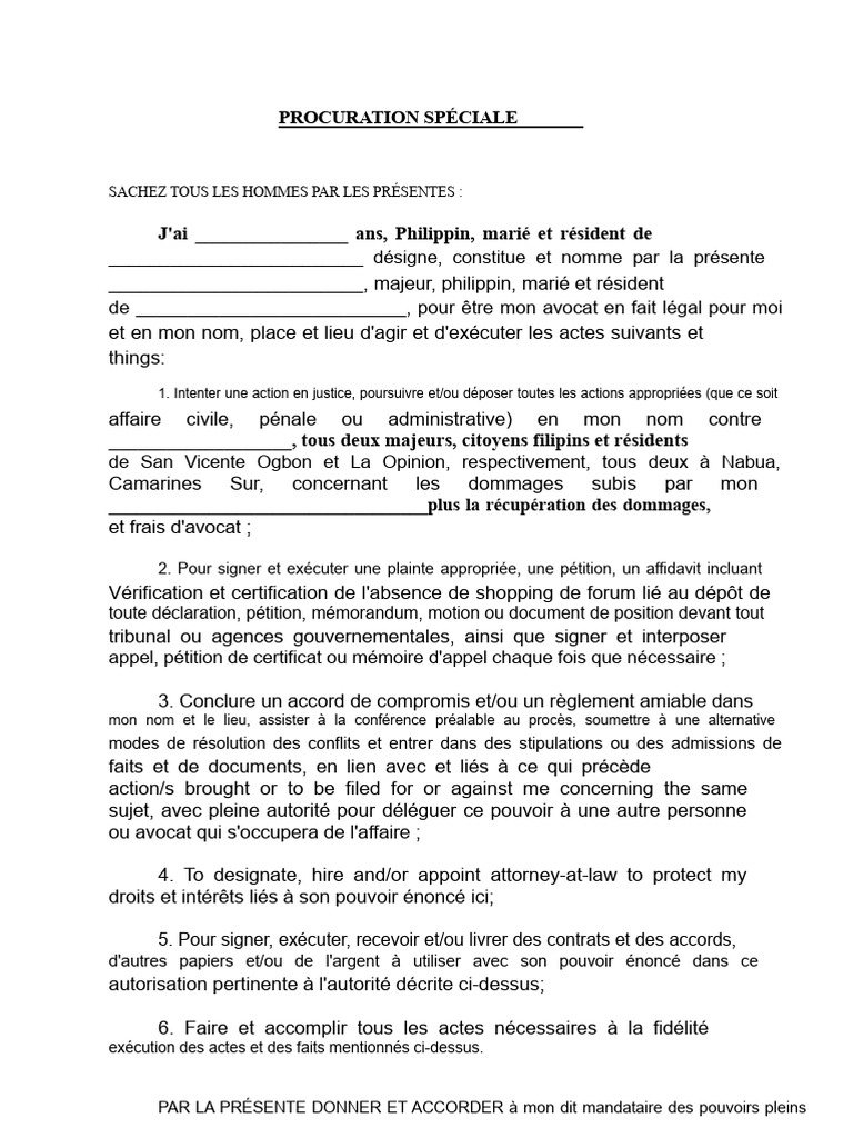 Modèle de procuration spéciale légale | PDF | Justice | Crime et violence