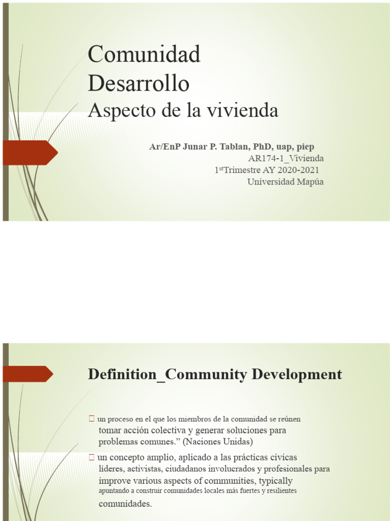 8.1 - Aspectos de Desarrollo Comunitario de La Vivienda | PDF ...