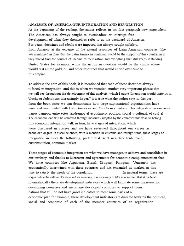Analysis of Our America: Integration and Revolution | PDF | Imperialism ...