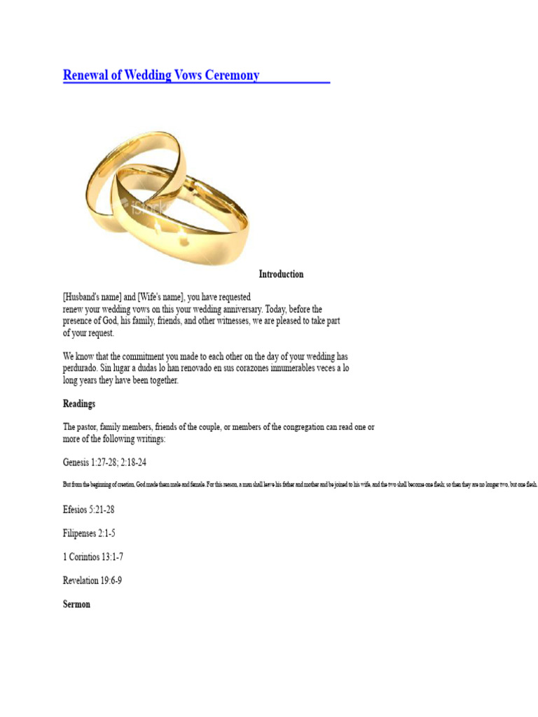 Renewal of Wedding Vows Ceremony | PDF | God The Father | Systematic ...