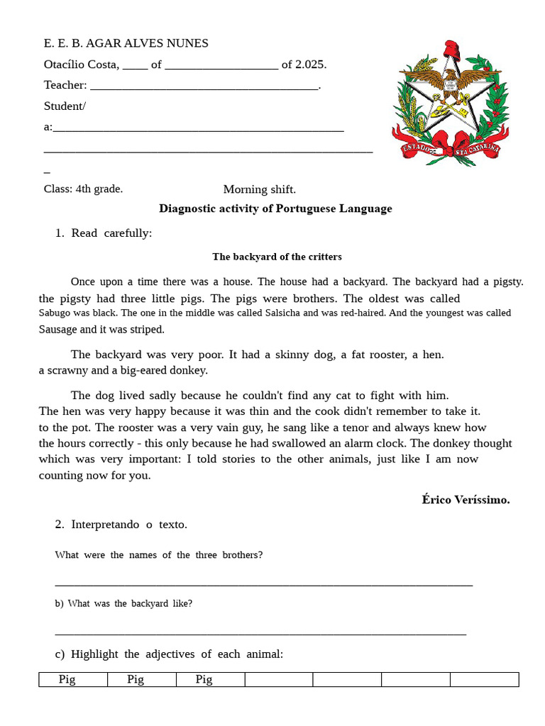 4th Grade Diagnostic Activities | PDF