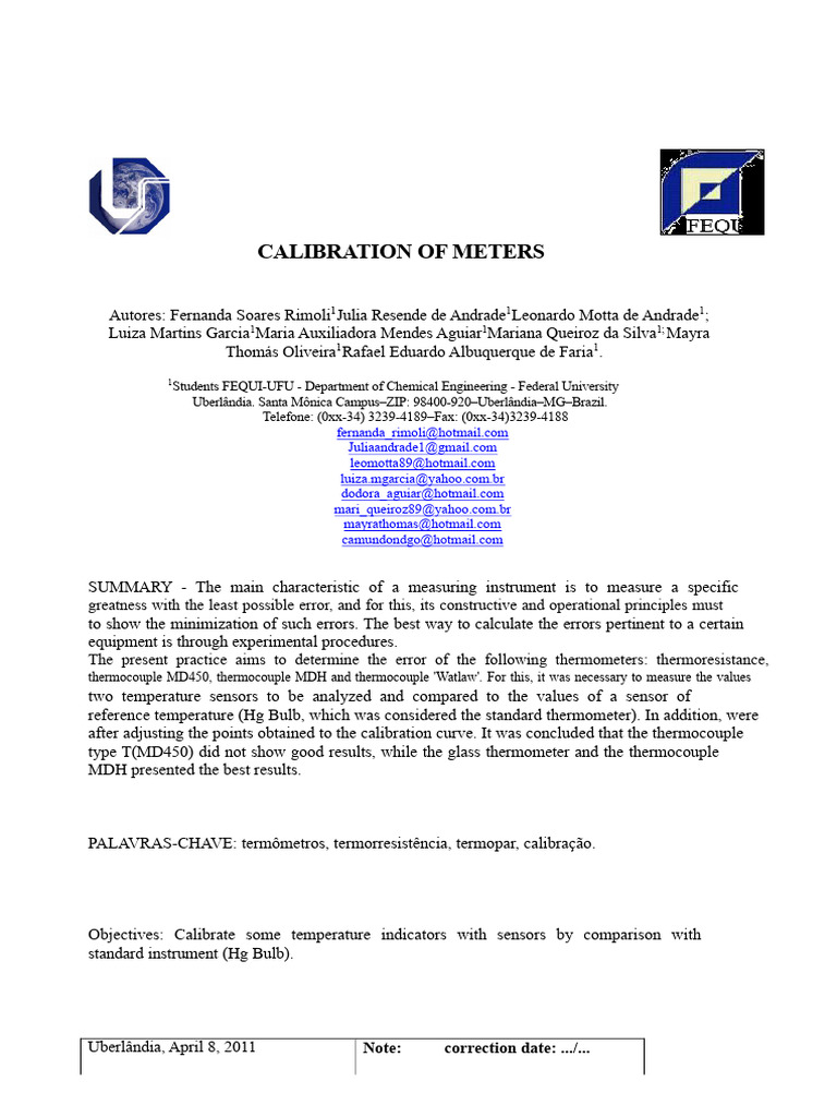 Practice 3 - Calibration of thermometers | PDF | Thermocouple | Calibration