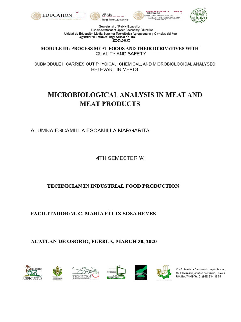 MICROBIOLOGICAL ANALYSIS IN MEAT AND MEAT PRODUCTS - Research Paper ...
