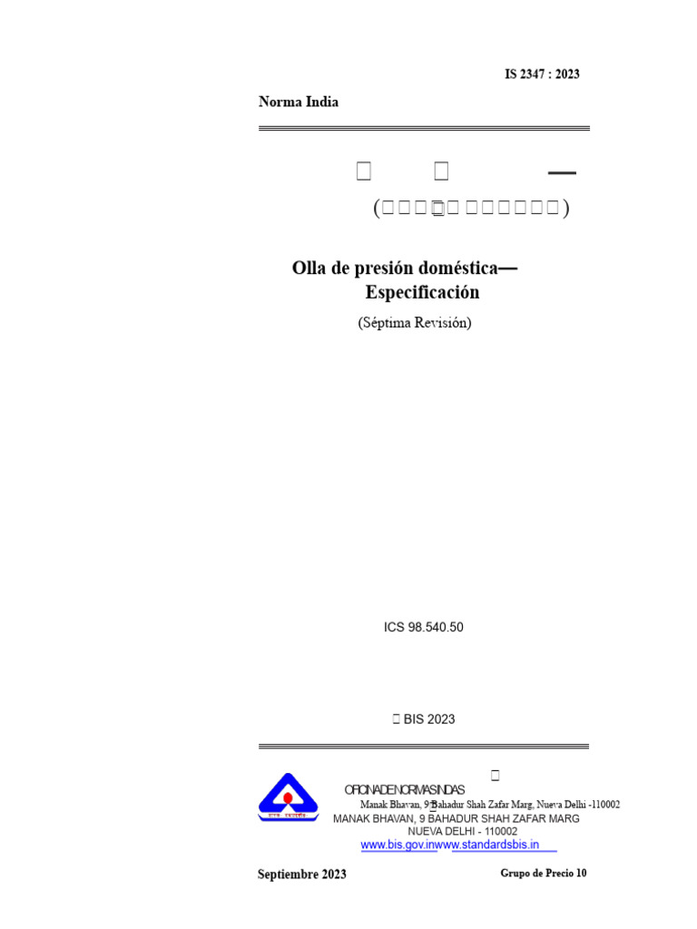 Especificaciones de Olla a Presión IS 2347:2023 | PDF | Acero ...