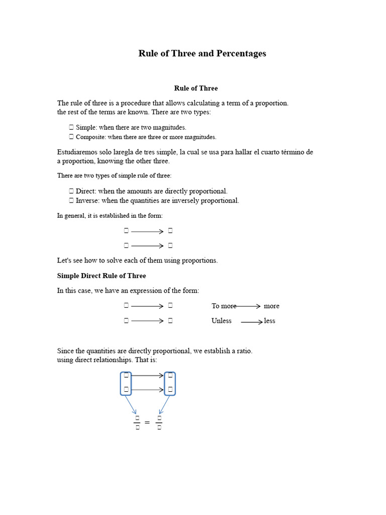 Rule of Three and Percentage | PDF | Percentage | Mathematics