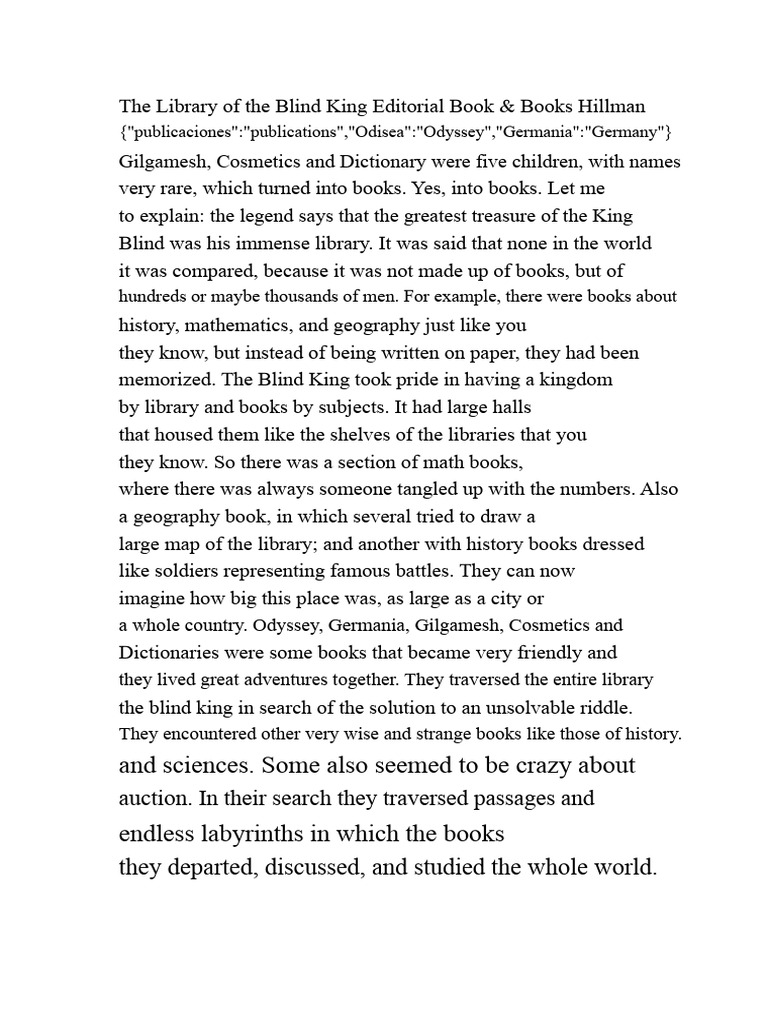 Adventure in the Blind King's Library | PDF