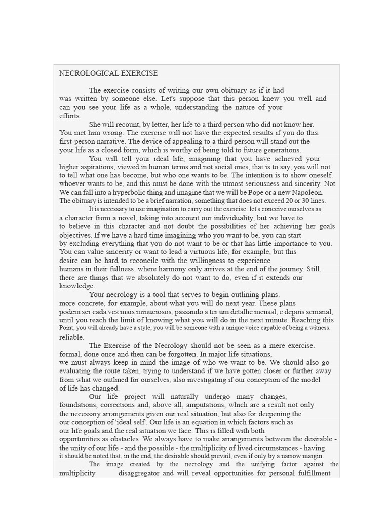 Exercise of The Necrological | PDF