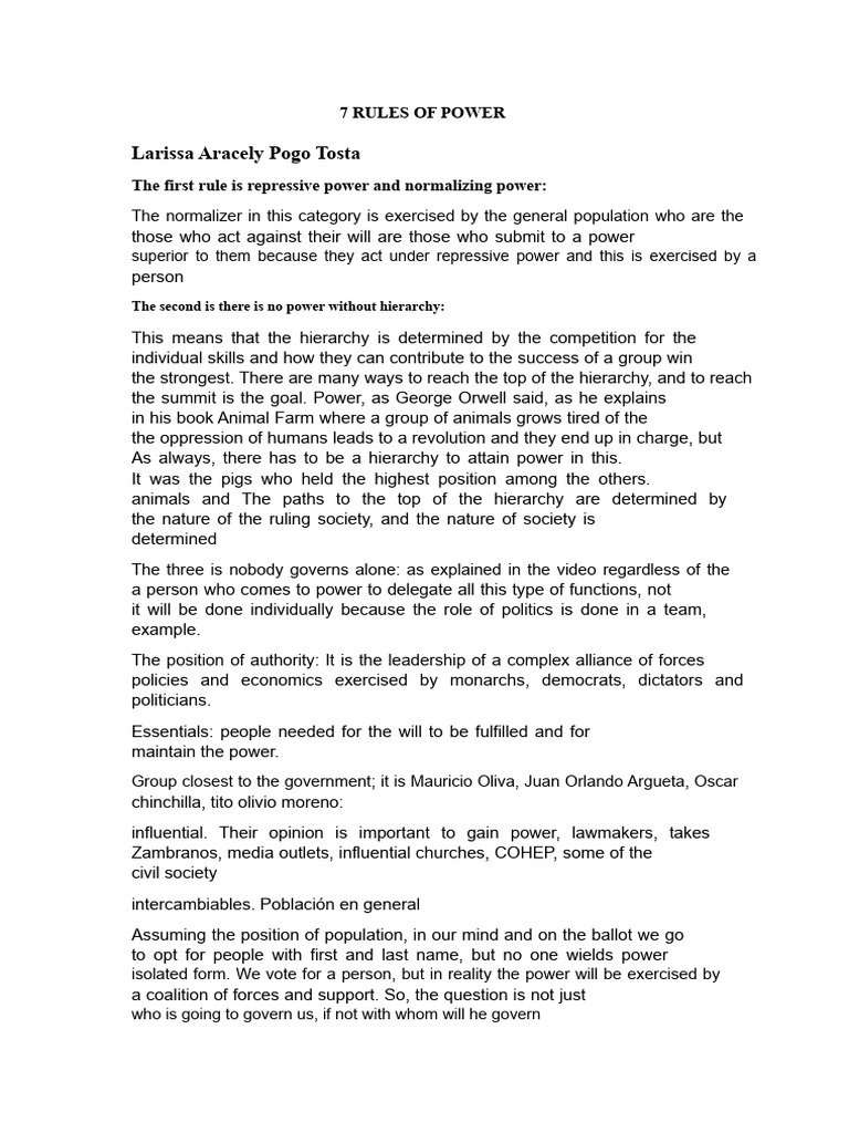 7 RULES OF POWER | PDF | Political Science