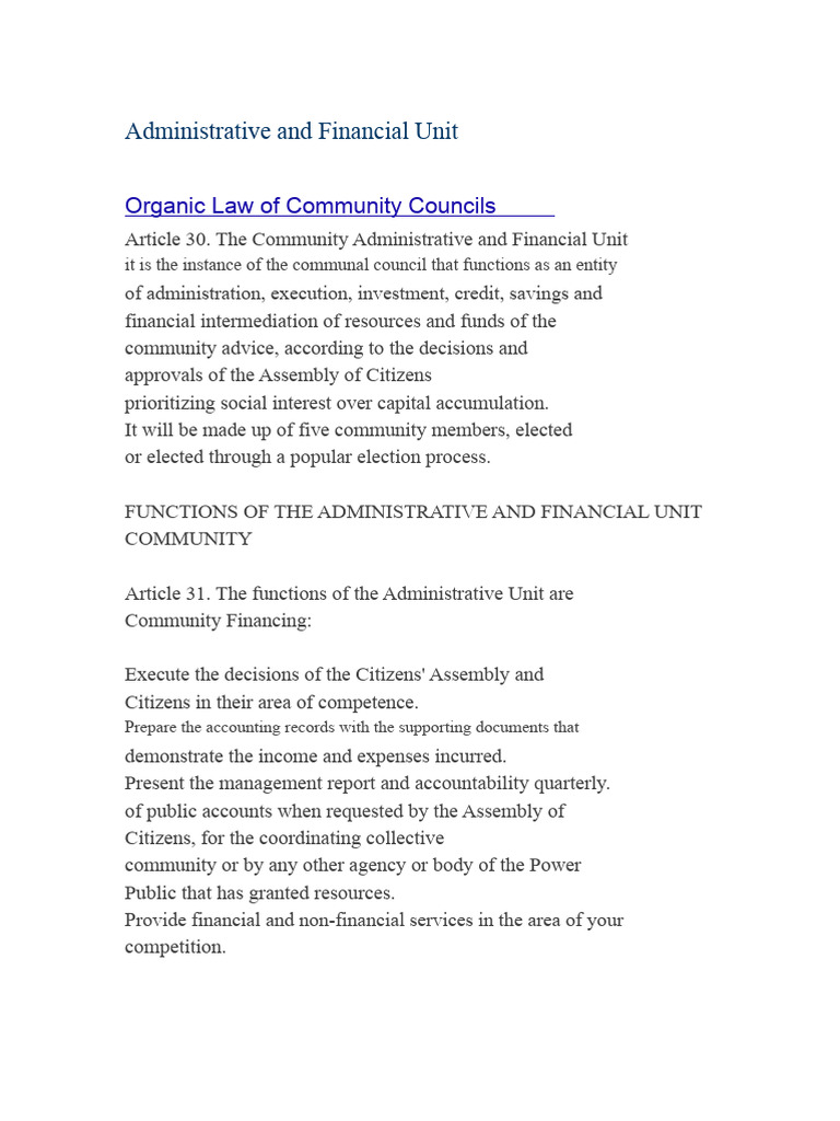 Community Financial Unit Functions Explained | PDF | Expense | Capital ...