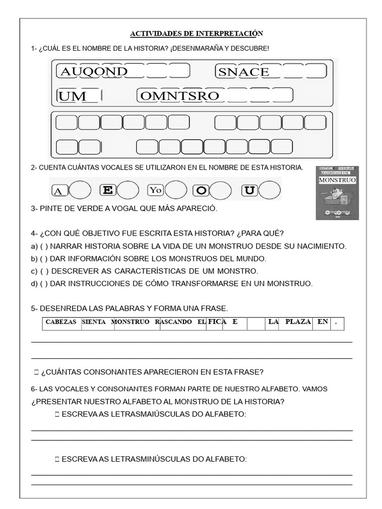 Actividades Interactivas sobre Monstruos | PDF