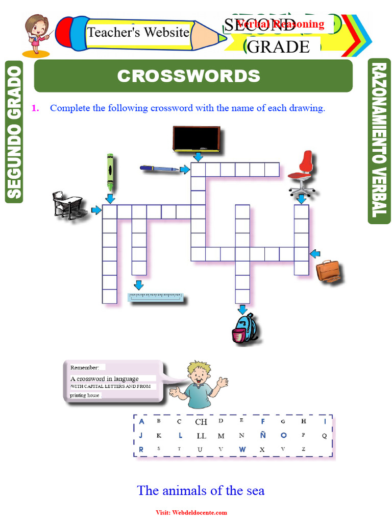 Crossword Puzzles for Second Grade of Primary School | PDF