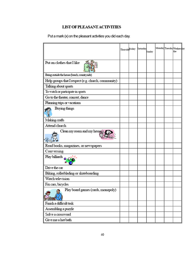 List of Pleasant Activities | PDF