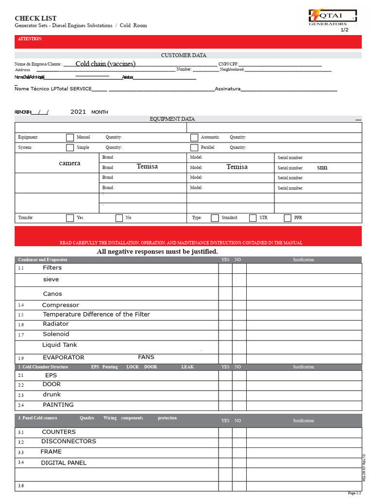 checklist unique cold chamber open 2021 cold network | PDF