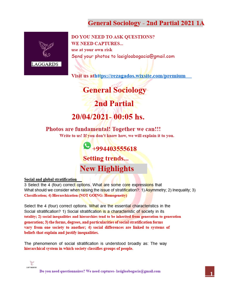 04-20-21 General Sociology Second Partial Delayed Students | PDF ...