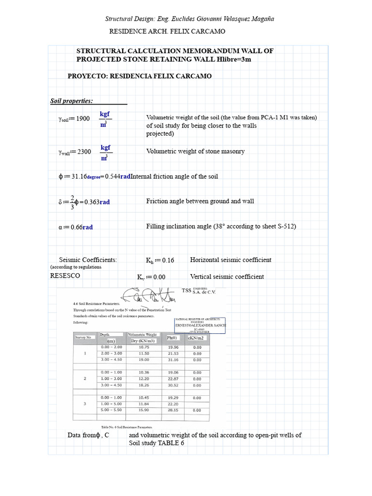 CALCULATION MEMO STONE WALL | PDF | Building Engineering | Civil ...