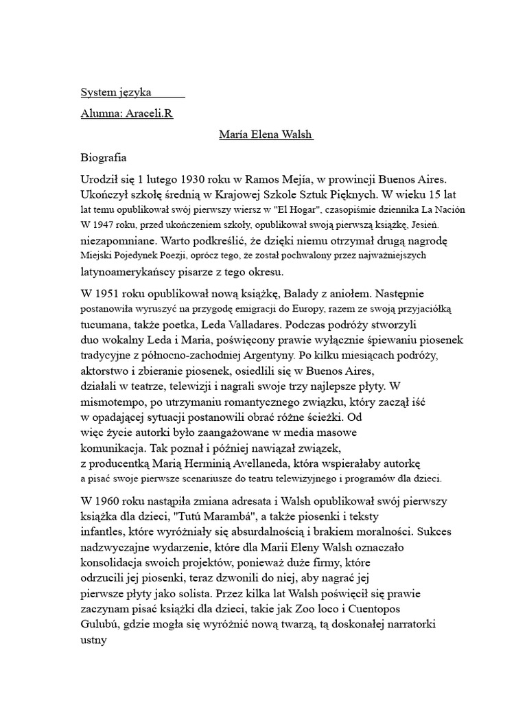 María Elena Walsh BIOGRAFIA | PDF
