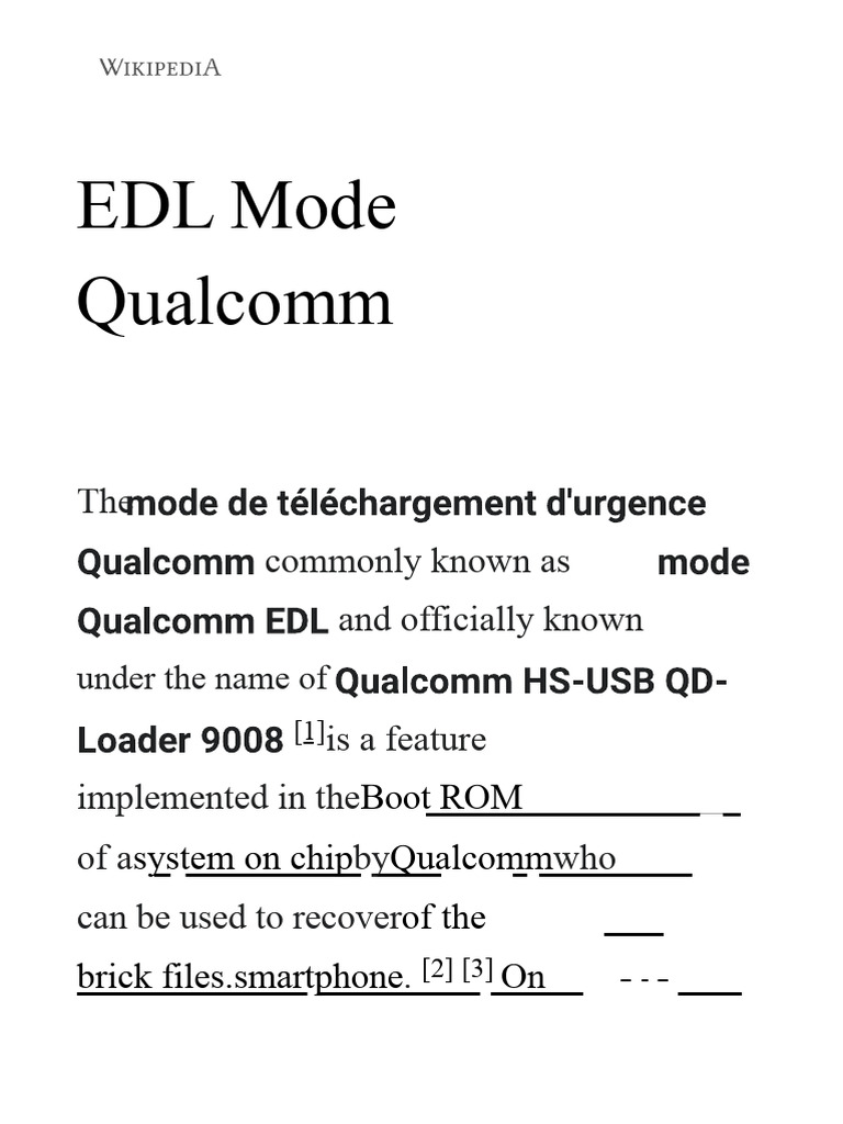 Qualcomm EDL mode - Wikipedia | PDF | Computer Science | Computing