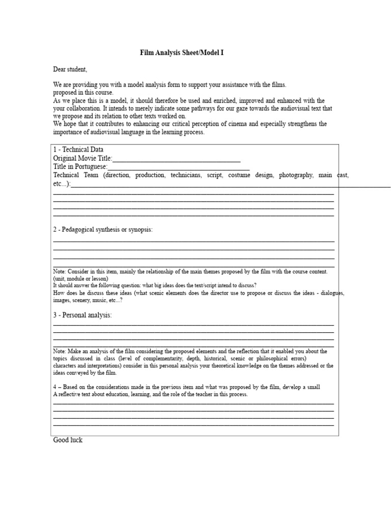 Film Analysis Sheet | PDF | Pedagogy | Data