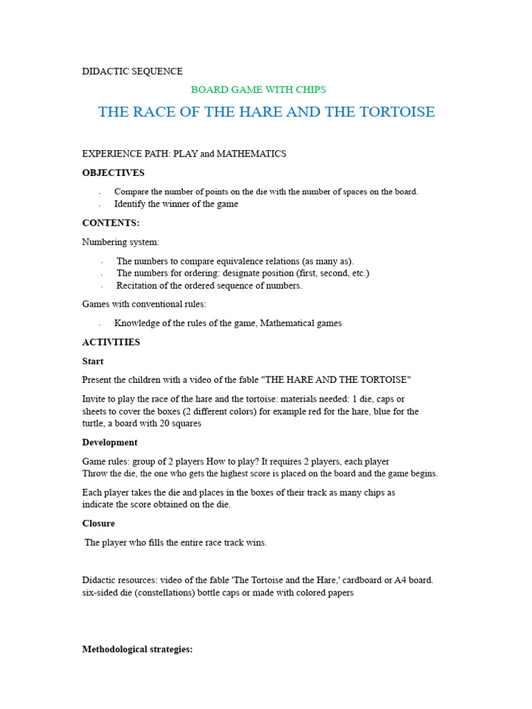 Sequence of The Hare and The Tortoise Game | PDF