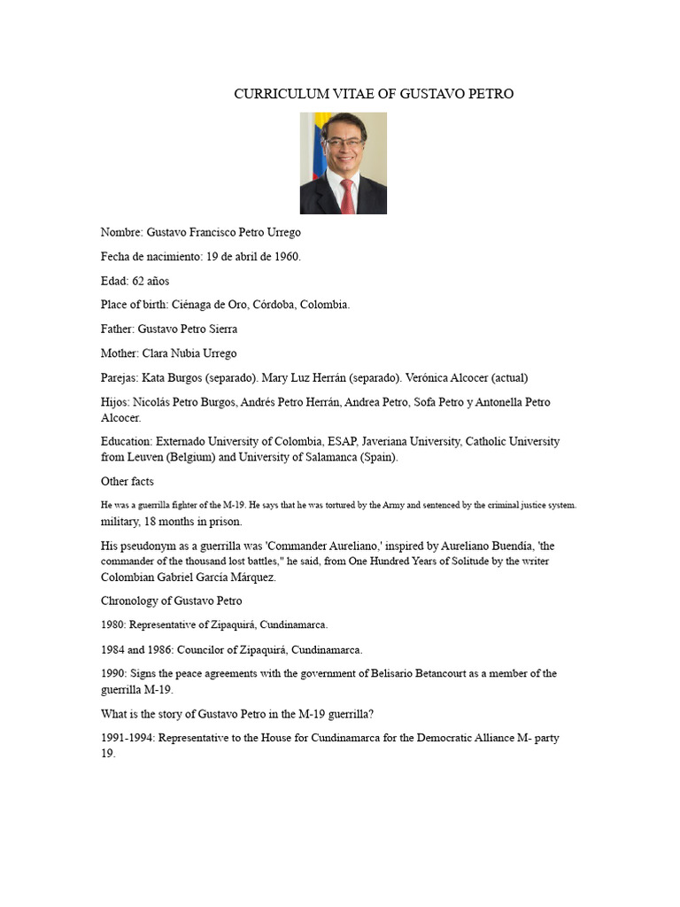RESUME OF GUSTABO | PDF | Colombia | Politics Of Colombia