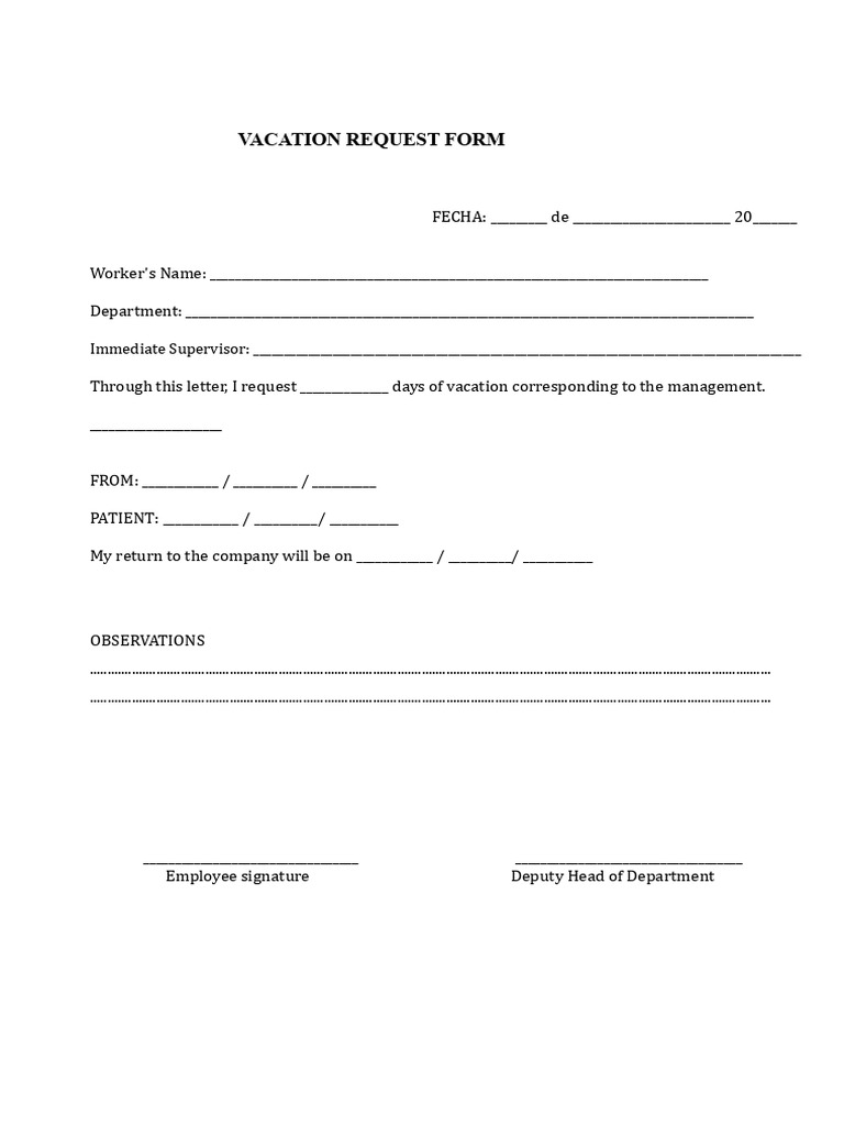 Vacation Form | PDF
