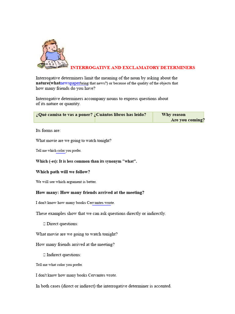 Interrogative and Exclamatory Determiners | PDF