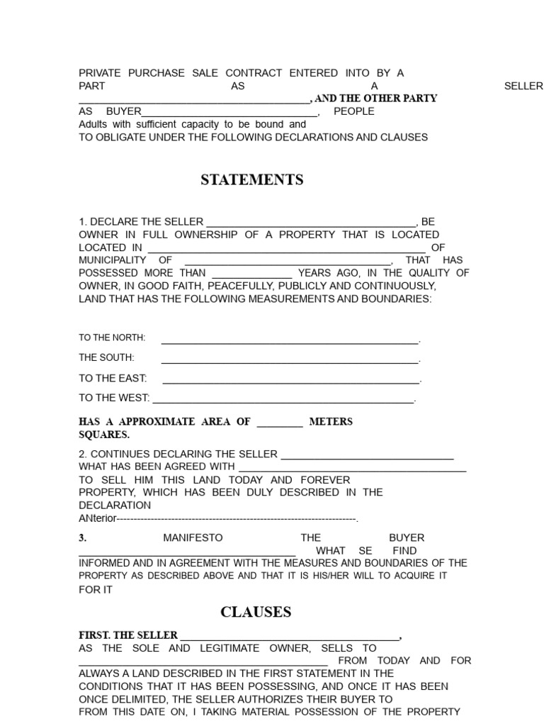 Empty Sales Purchase Contract | PDF | Sales | Business Law