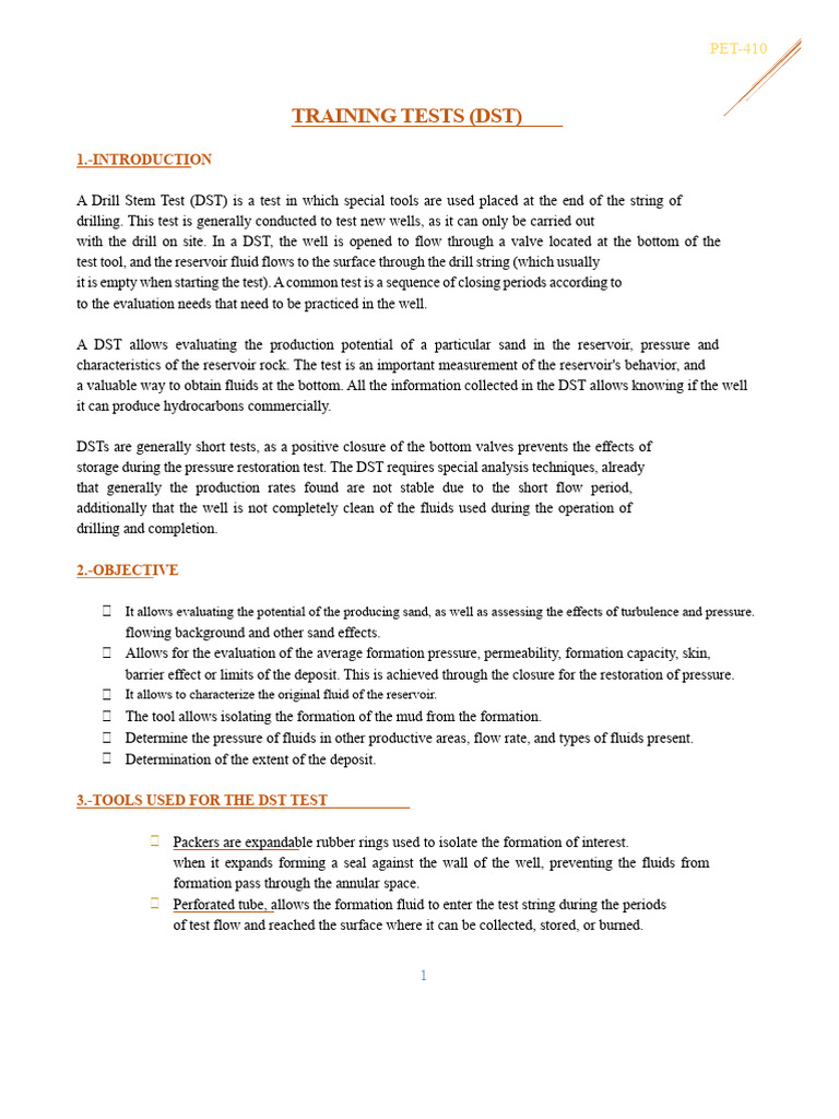 Training Test Dst[1] | PDF | Fluid Dynamics | Petroleum Reservoir