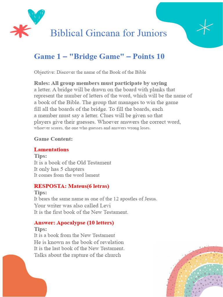 Biblical Scavenger Hunt For Juniors | PDF | Bible | Jesus