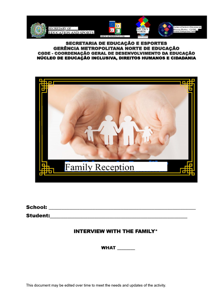 Family Interview Form for Student Assessment | PDF | Diseases And ...