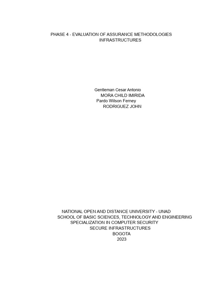 Phase 4 - Evaluation of Infrastructure Assurance Methodologies | PDF ...