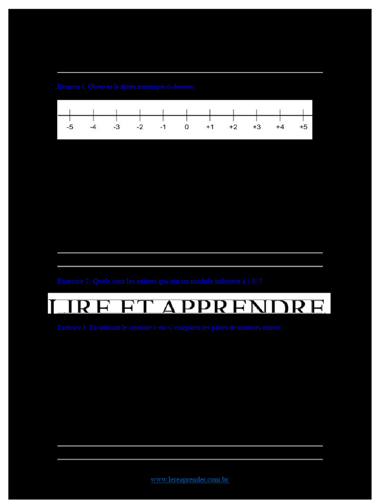 Exercices sur les Nombres Négatifs | PDF