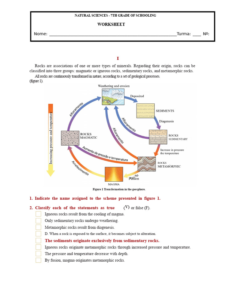 7th GRADE SCIENCE SHEET - MINERALS | PDF | Rock (Geology) | Igneous Rock
