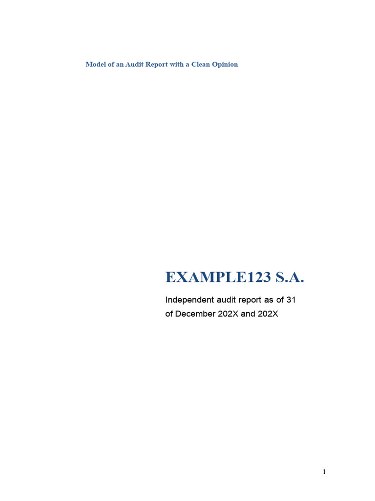 1-Model of an Audit Report with a Clean Opinion | PDF | Auditor's ...