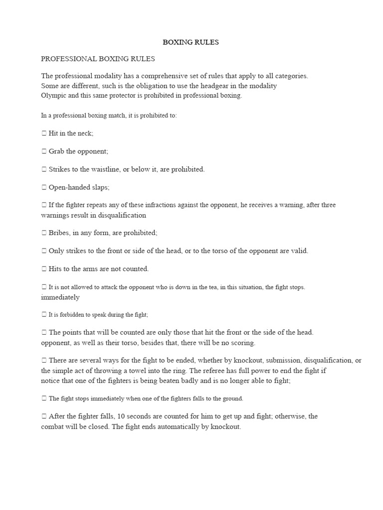 Rules of professional boxing | PDF