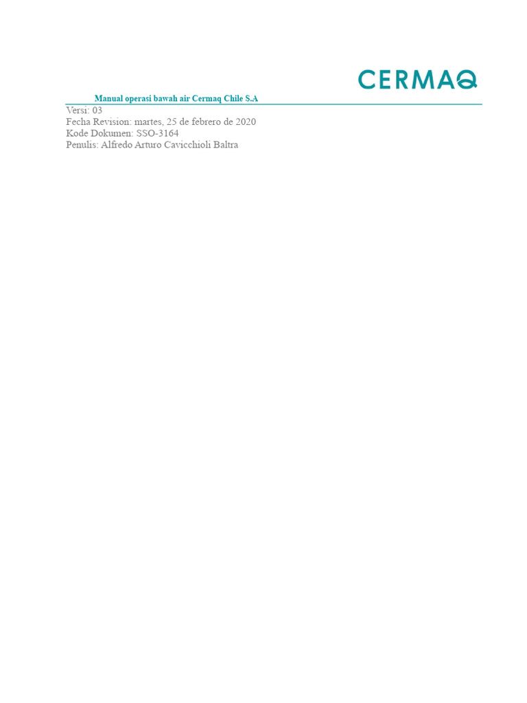 Manual Operasi Selam Cermaq Chile S.A. | PDF
