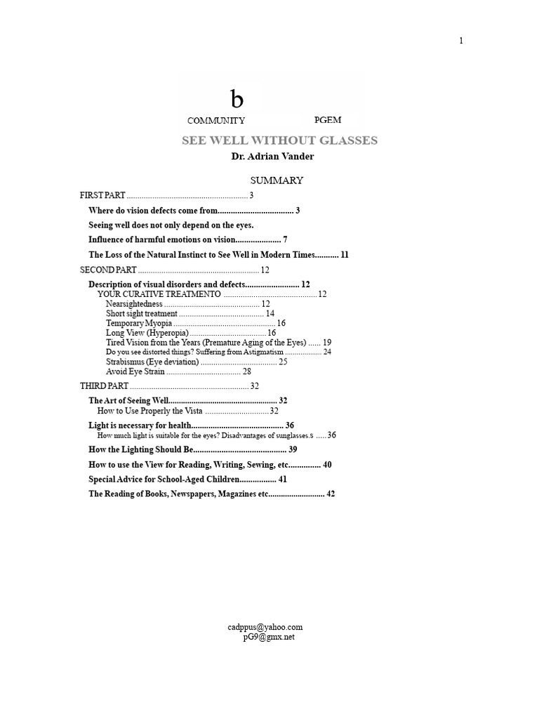 Adrian Vander - See Well Without Glasses | PDF | Myopia ...